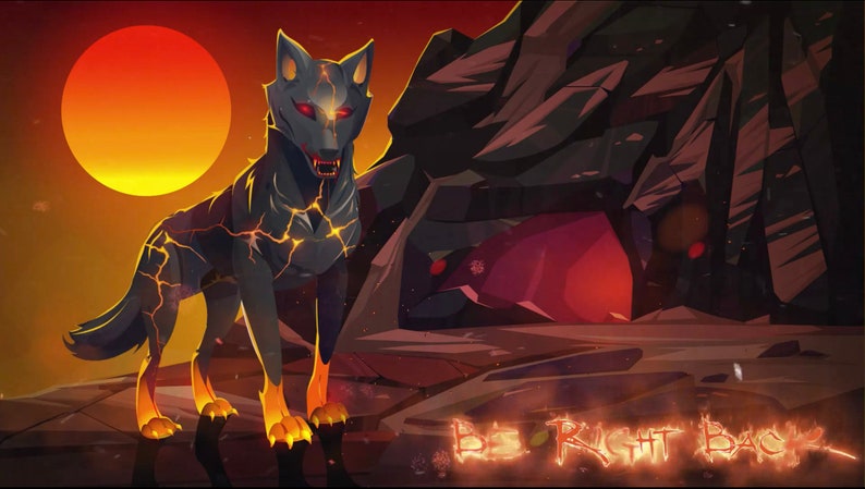 Animated Scenes Fire Wolf, Animated Twitch Overlays Burning Lava Wolf for Streamers, OBS ...