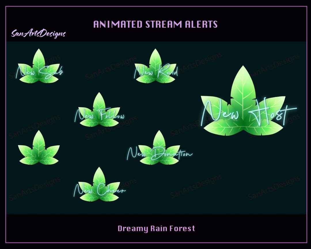 Cute Green Leaves Twitch Stream Alerts, Green Forest Leaves Stream ...