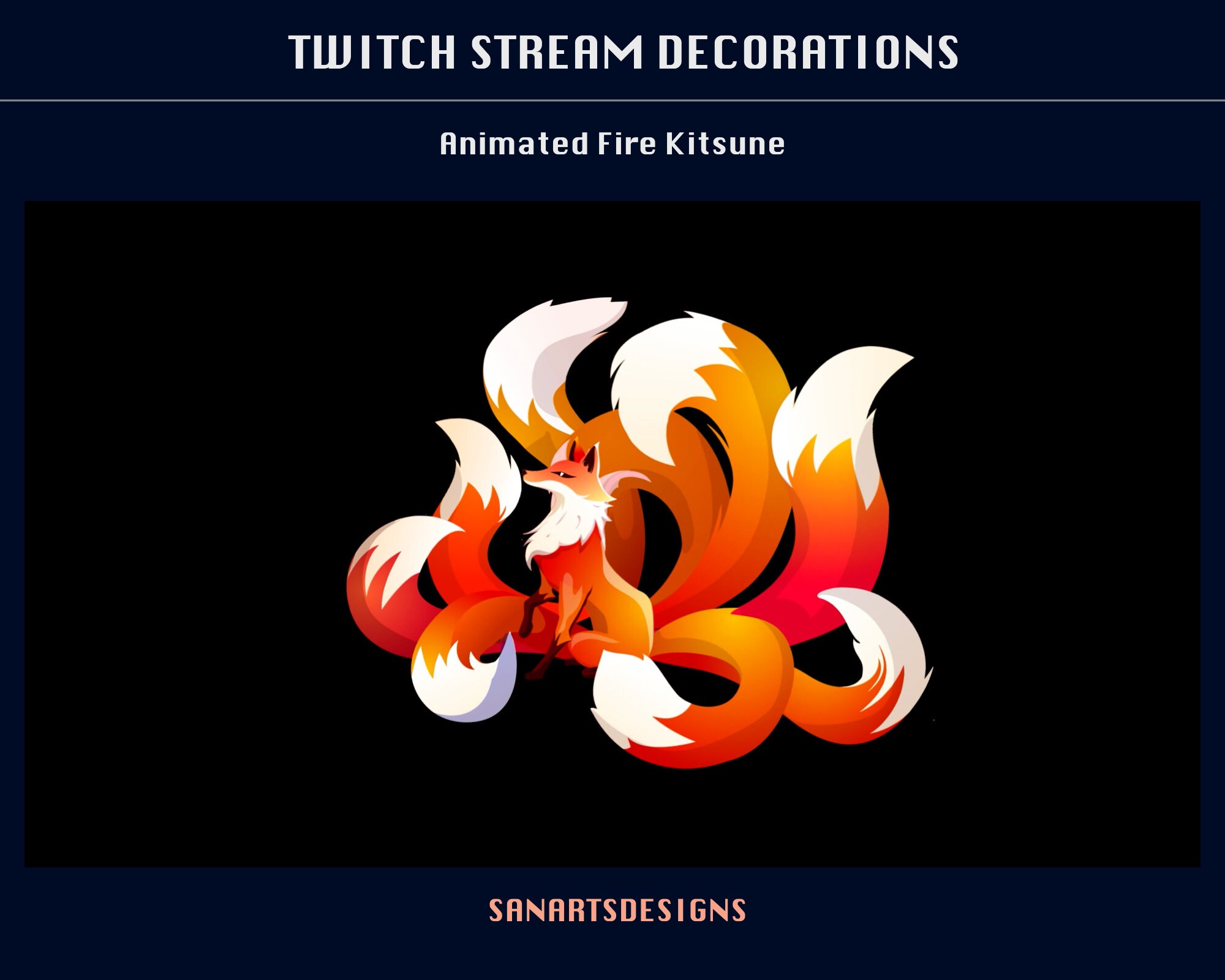 Fire Nine Tail Fox Animated Stream Decorations, Animated Stream ...