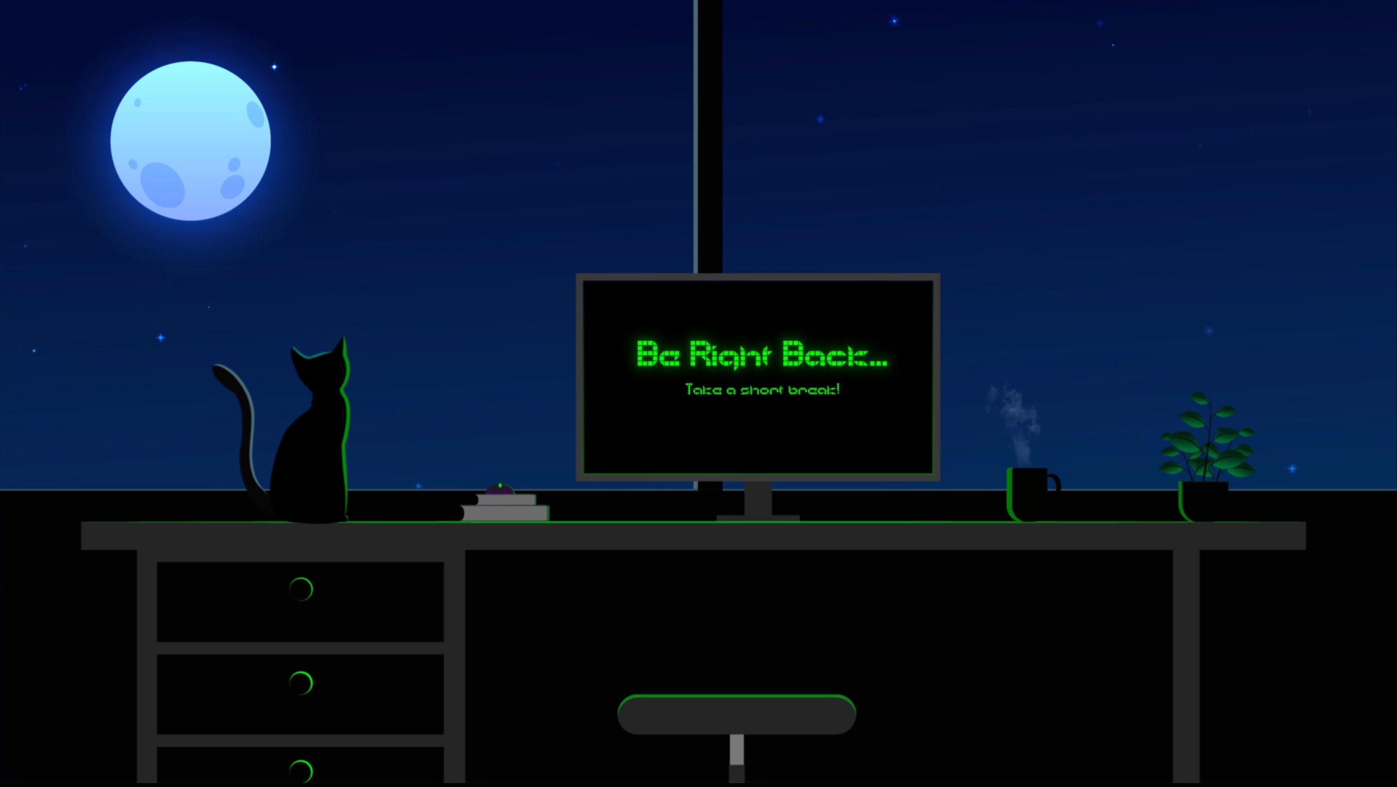 Animated Scenes PC Set-up Room, Animated Twitch Overlays Dark PC Room ...