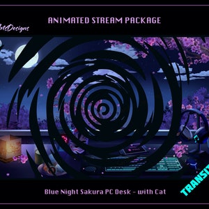 Blue Night Sakura PC Desk Animated Stream Overlay Bundle, Blue Sakura ...