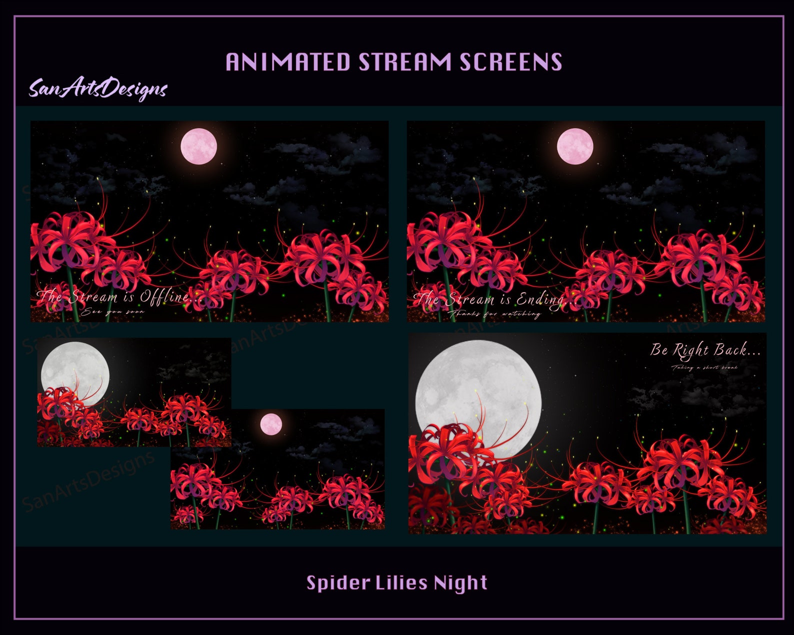 Animated Stream Overlay Spider Lily Garden, Animated Twitch Overlays ...