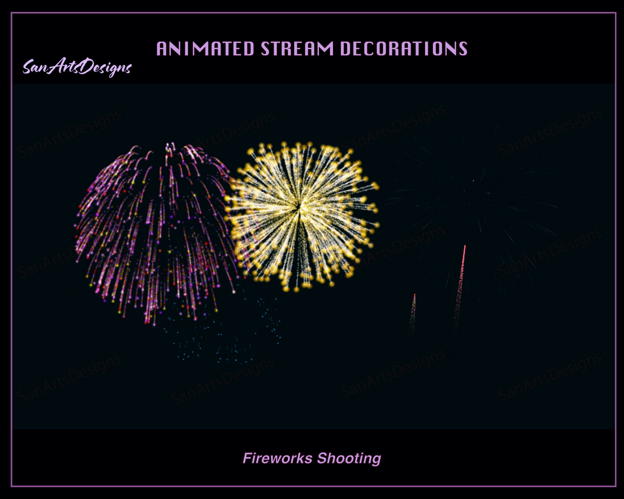 Fireworks Stream Decorations, New Year Fireworks Twitch Overlay for ...