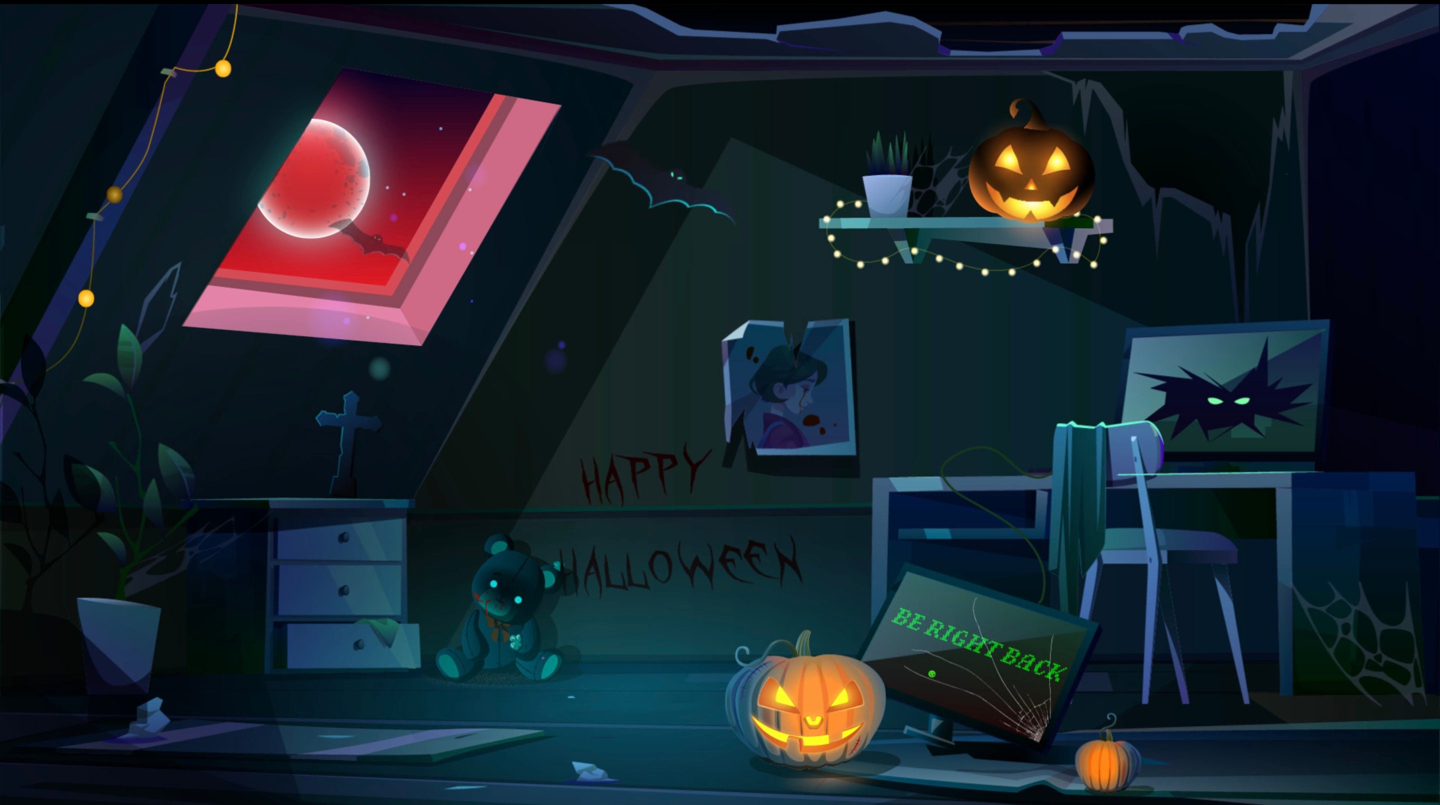 Animated Scenes Halloween Horror PC Room Animated Twitch - Etsy