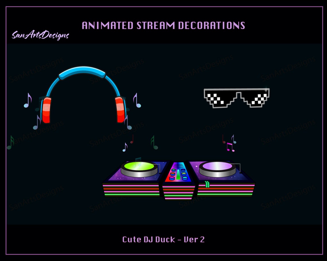 Cool DJ Duck Animated Stream Decoration, Animated Stream Assets Galaxy ...