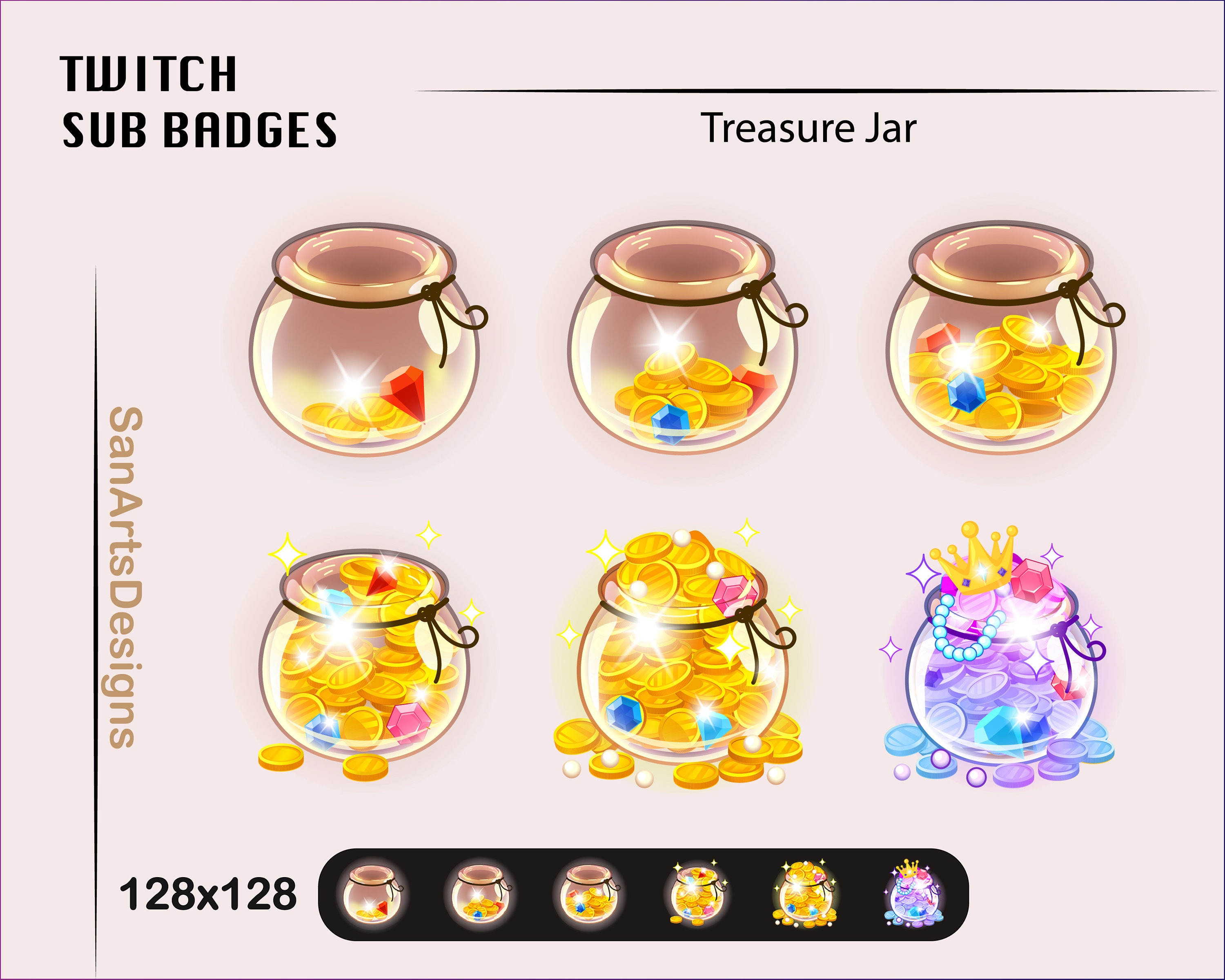 Treasure Jar Twitch Sub Badges Jewelry Jar Twitch Sub Badges - Etsy