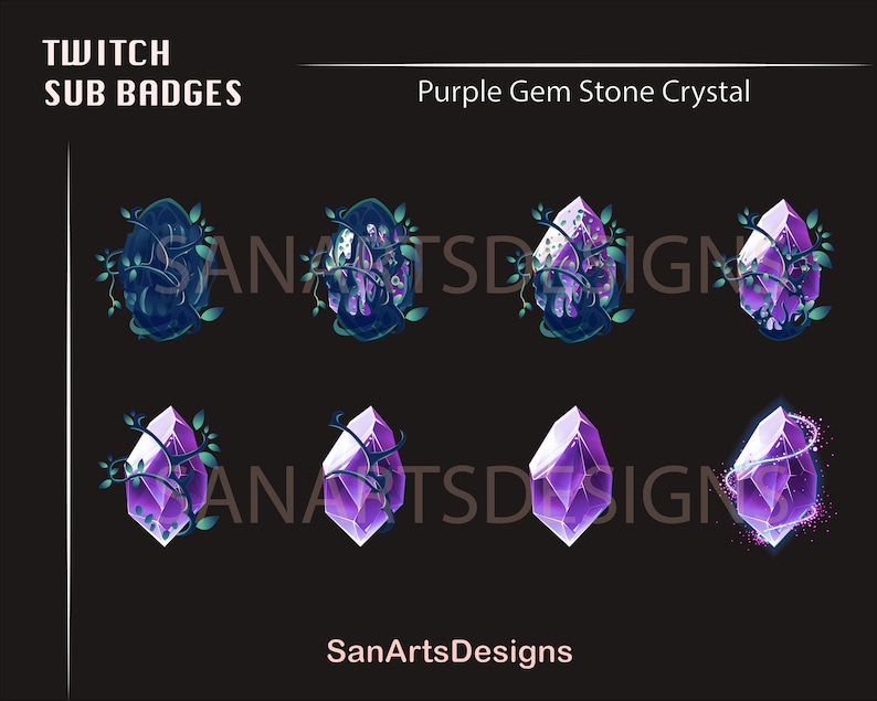 Purple Gem Stone Twitch Sub Badges / Purple Diamond Stone Twitch Sub ...