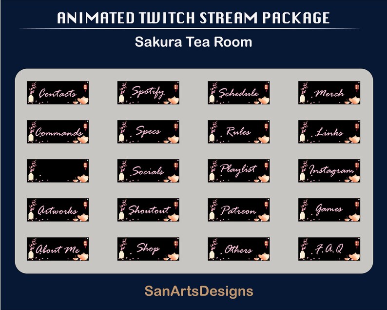 Animated Stream Package Sakura Tea Room Animated Twitch - Etsy