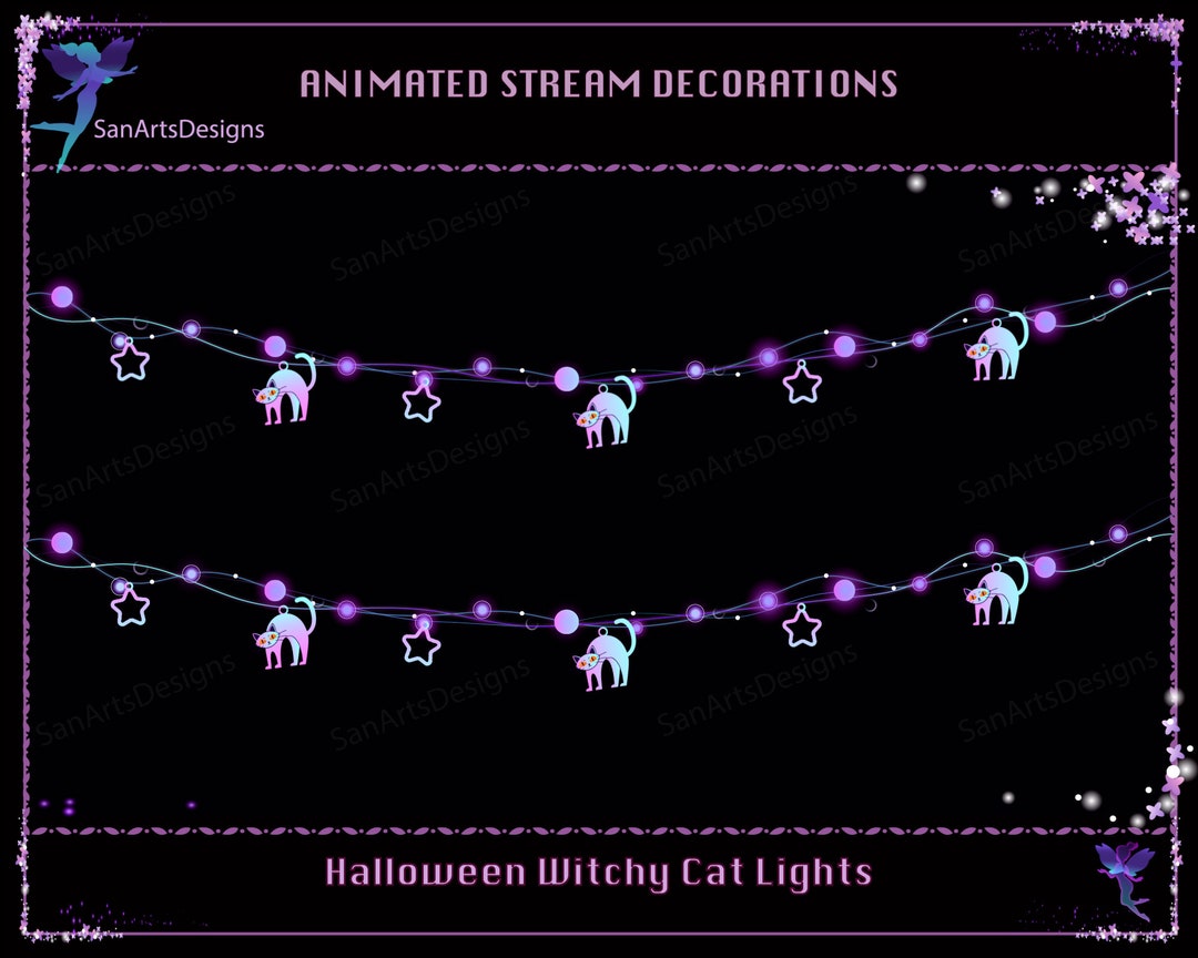Halloween Witchy Cat Light Chains Animated Stream Decorations ...