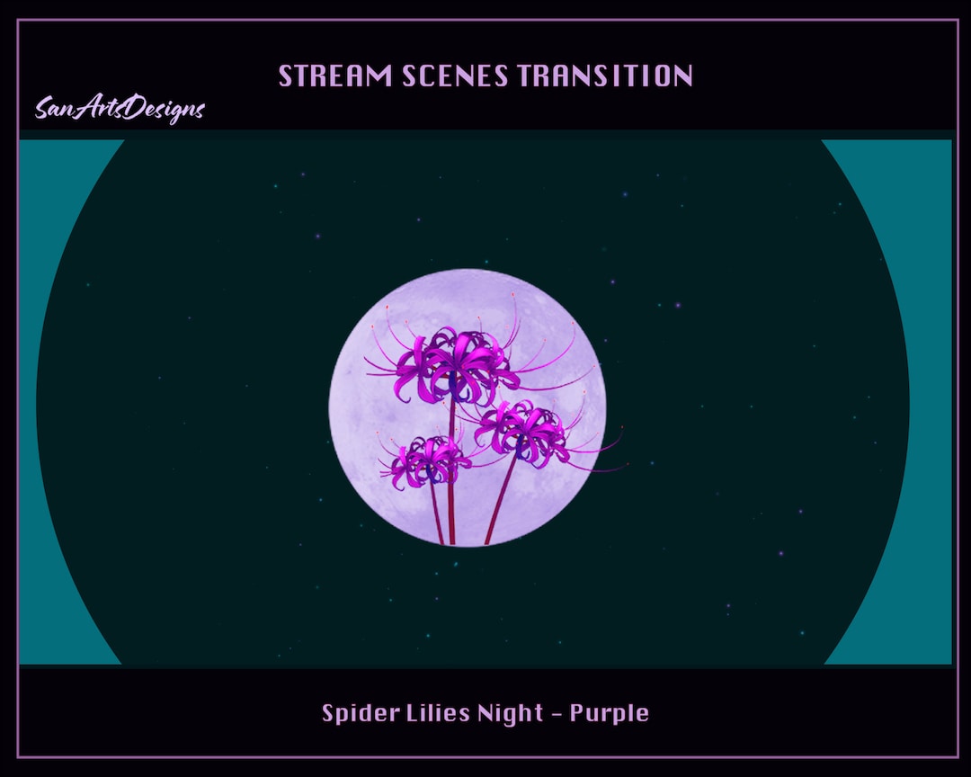 Purple Spider Lily Under Moon Twitch Stream Scenes Transition, Spider ...