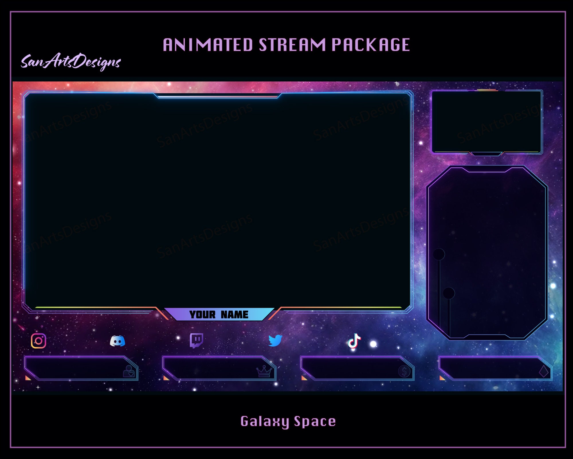 Animated Galaxy Space Stream Overlay Bundle, Galaxy Space Twitch ...