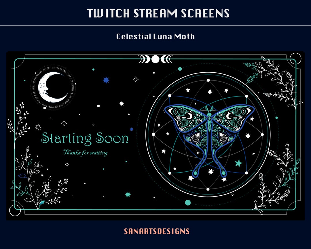 Animated Scenes Celestial Luna Moth, Animated Twitch Overlays Celestial ...