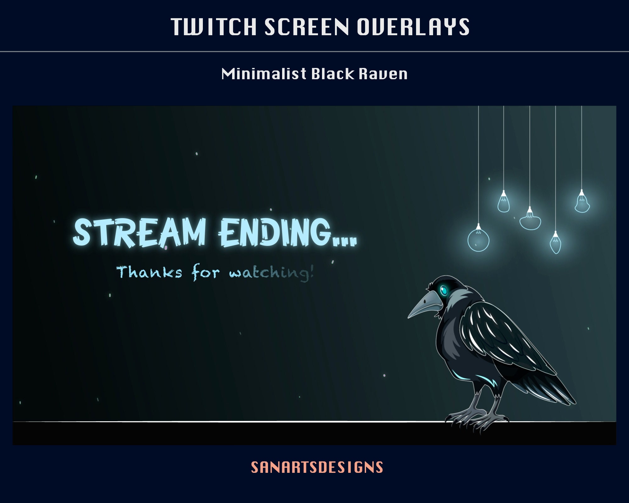 Animated Stream Screens Black Raven Animated Twitch Screen - Etsy