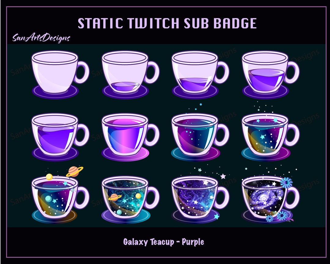 Purple Galaxy Teacup Twitch Sub Badges, Galaxy Teacup Twitch Sub Badges ...