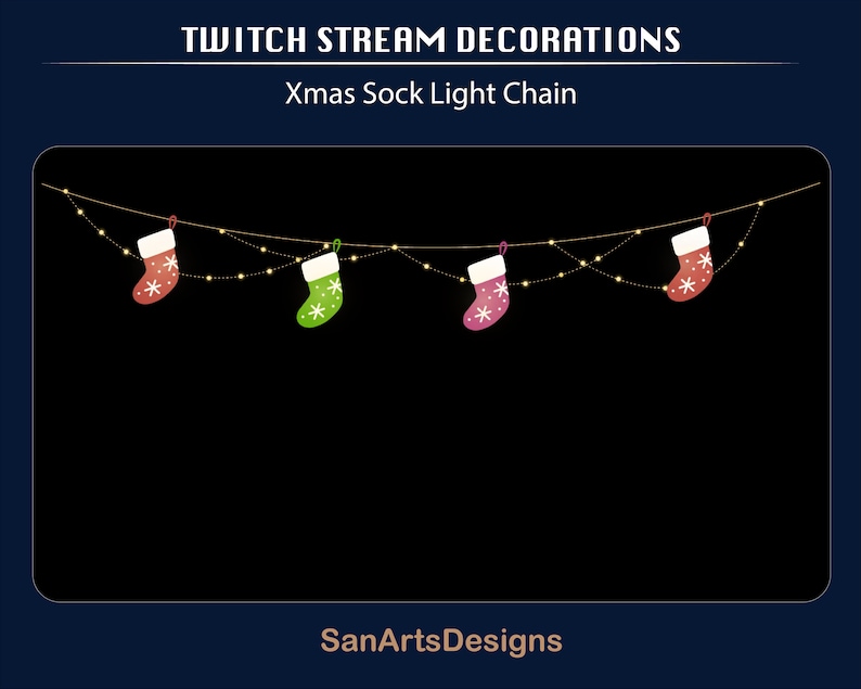 Christmas Cute Sock Light Chain Animated Stream Decorations, Xmas Sock ...