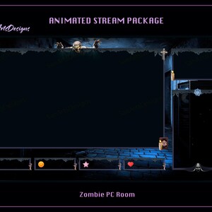 Animated Stream Overlay Bundle Zombie PC Room, Animated Twitch Overlay ...