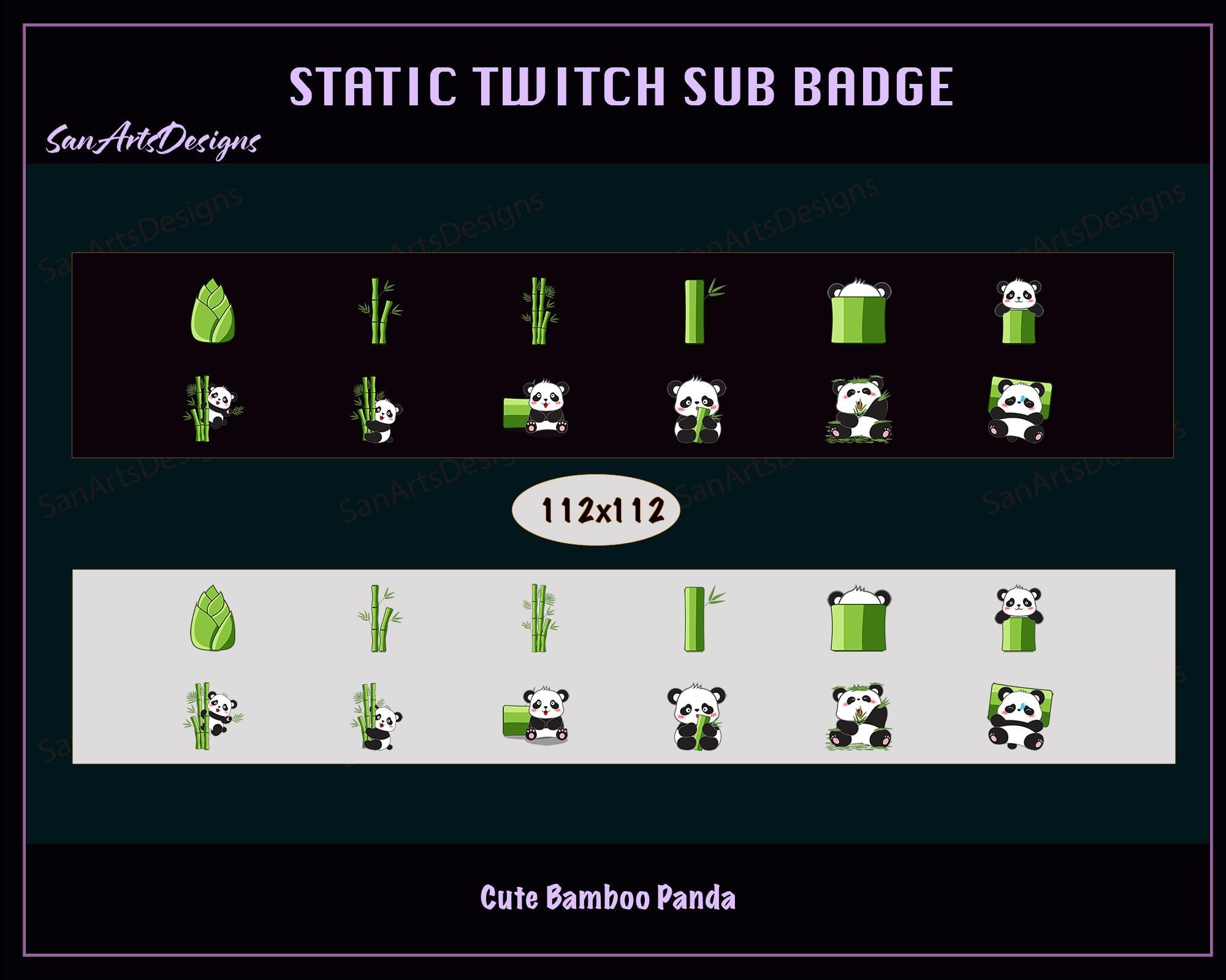 Cute Panda Twitch Sub Badges, Cute Panda in Bamboo Twitch Sub Badges ...