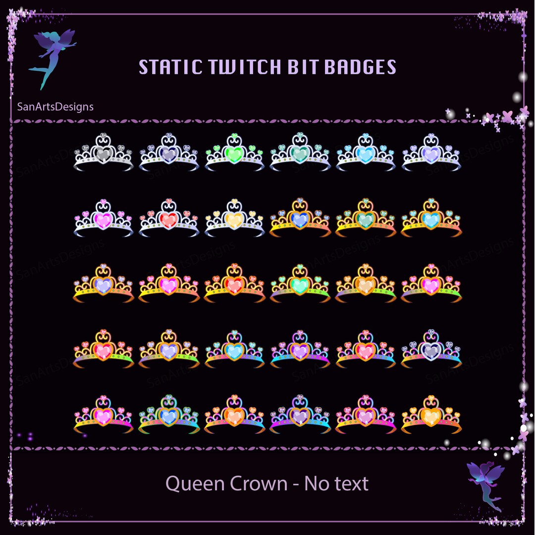 Queen Crown Twitch Bit Badges, Diamond Queen Crown Twitch Channel Point ...