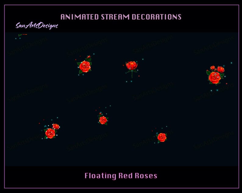 Floating Red Roses Animated Stream Decoration, Floating Red Roses ...