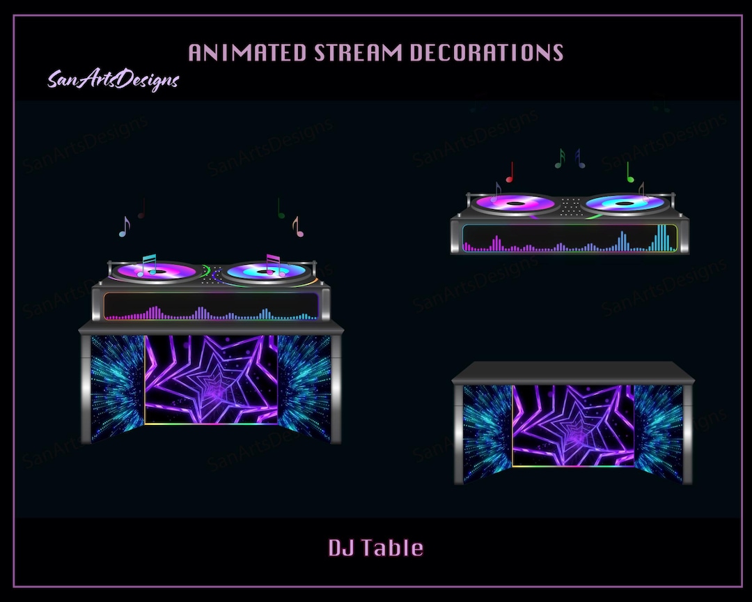 DJ Table Animated Stream Decorations, Animated Vtuber Model Assets DJ ...