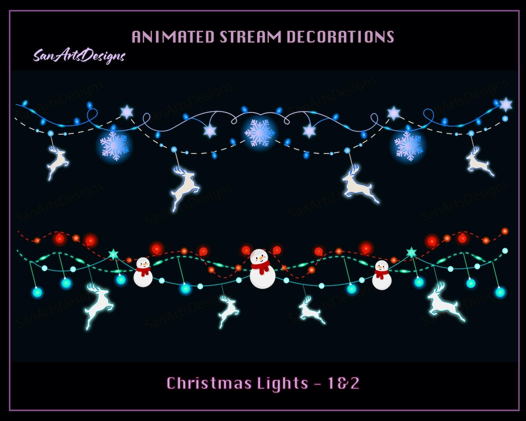 Christmas Light Chain Animated Stream Decorations, Christmas Strings ...