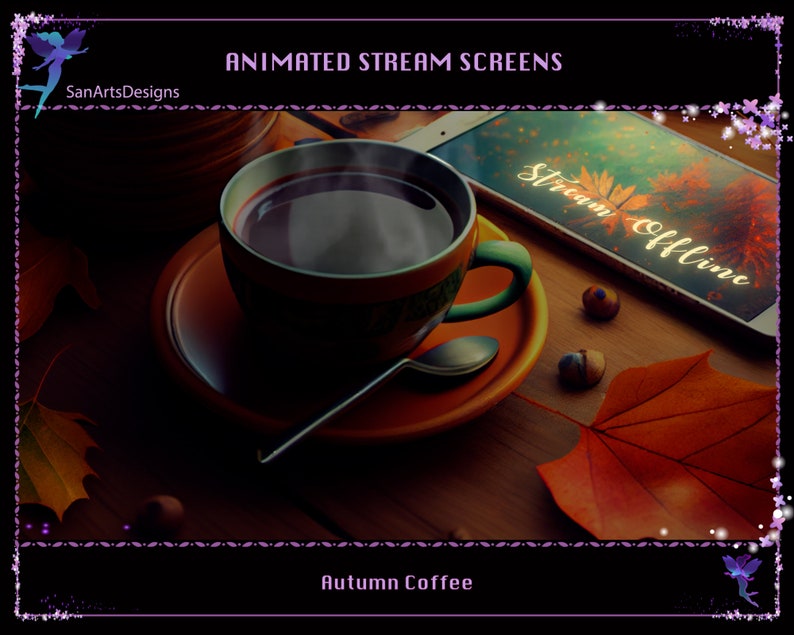 Animated Scenes Autumn Coffee Desk, Animated Twitch Screen Overlays ...