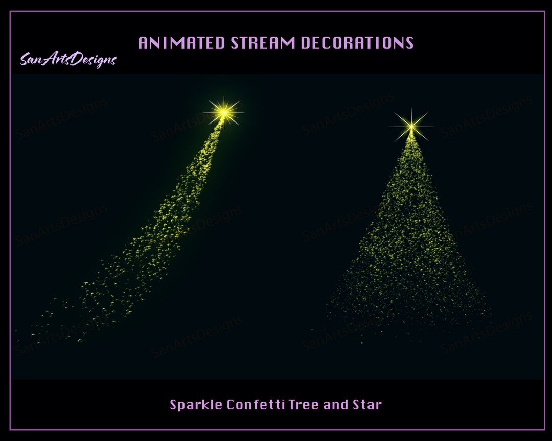 Sparkle Christmas Tree Stream Decorations, Gold Confetti Twitch ...