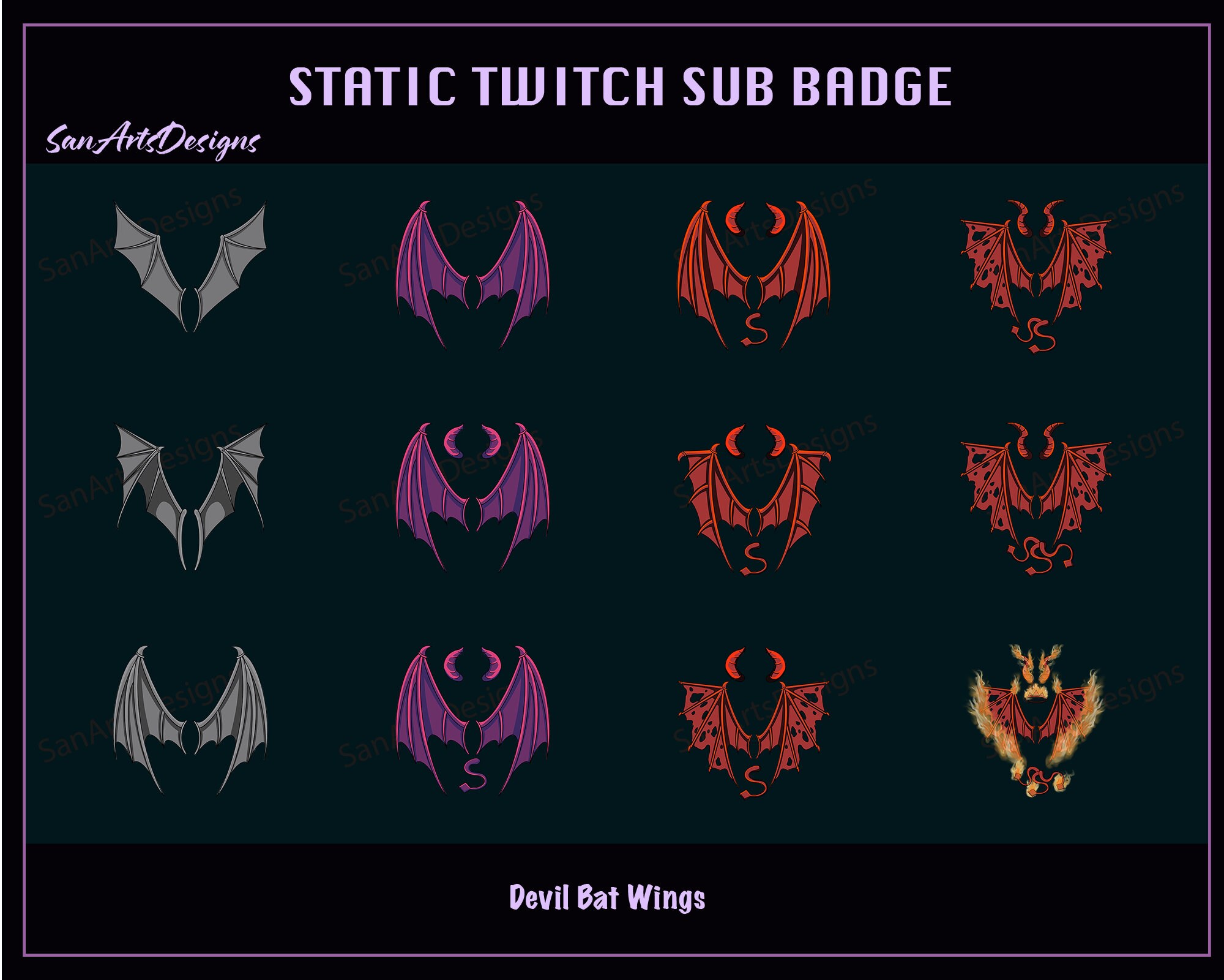 Devil Bat Wings Twitch Sub Badges, Devil Bat Wings Twitch Sub Badge ...
