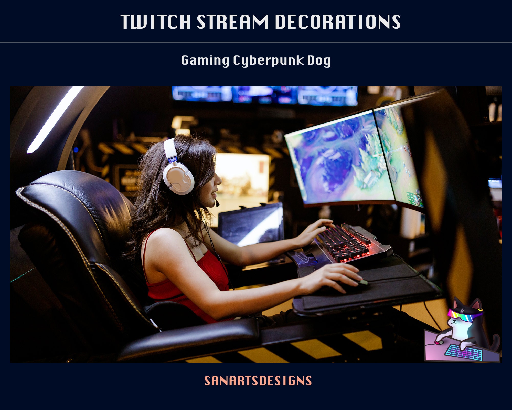 Cute Gaming Cyber Dog Animated Stream Decorations, Cute Gaming Guy ...