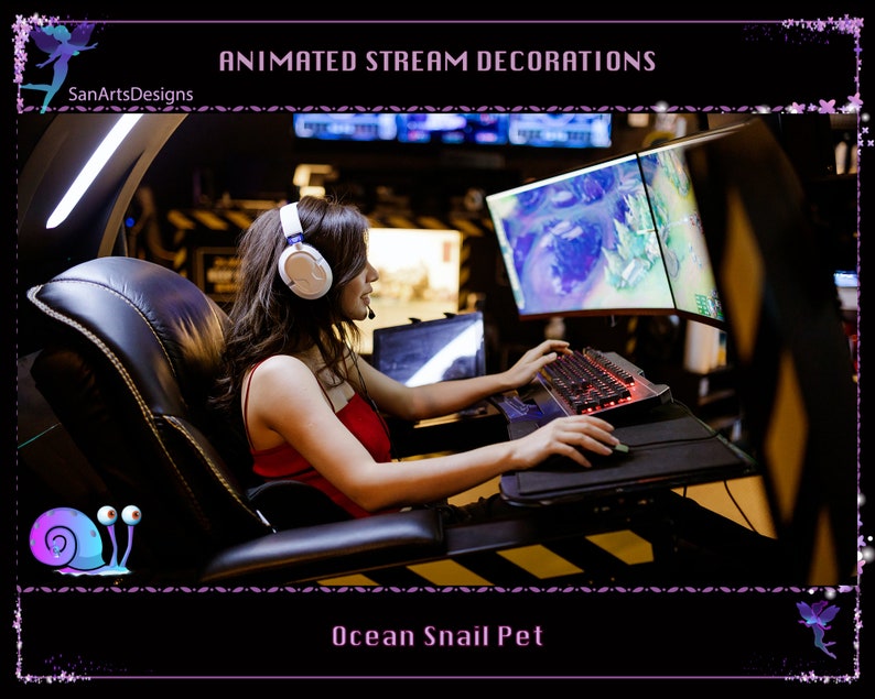 Cute Ocean Snail Pet Animated Stream Decoration, Cute Snail Pet Twitch ...