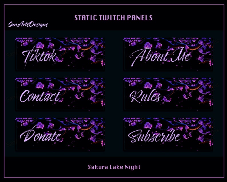 Static Purple Sakura Twitch Stream Panels, Purple Sakura Night Twitch ...