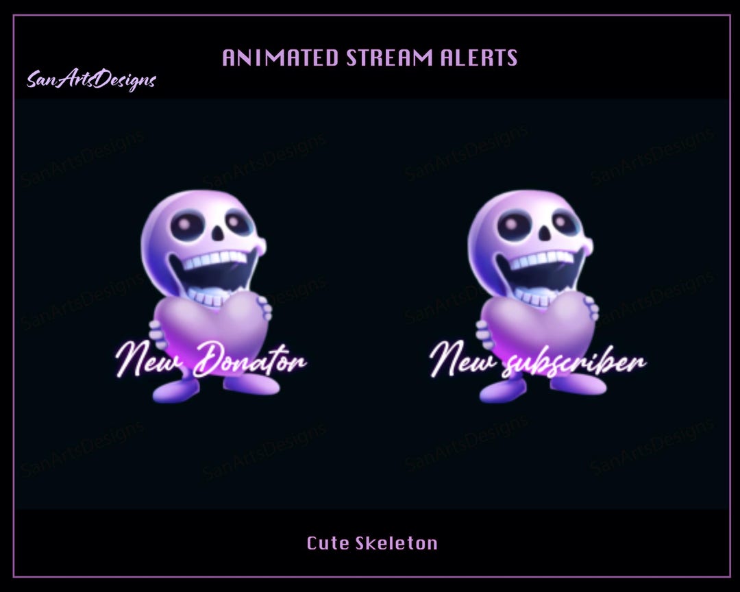 Cute Skull Twitch Stream Alerts, Cute Skeleton Twitch Stream Alert ...