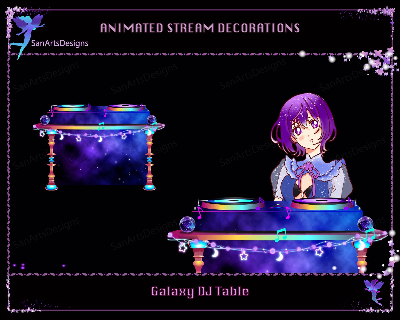 Galaxy DJ Table Animated Stream Decorations, Animated Vtuber Model ...