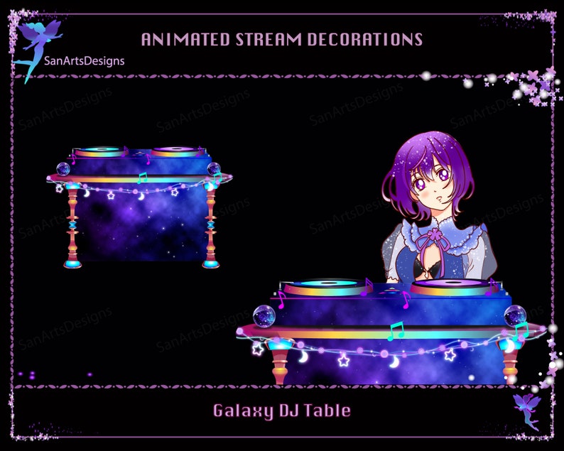 Galaxy DJ Table Animated Stream Decorations, Animated Vtuber Model ...