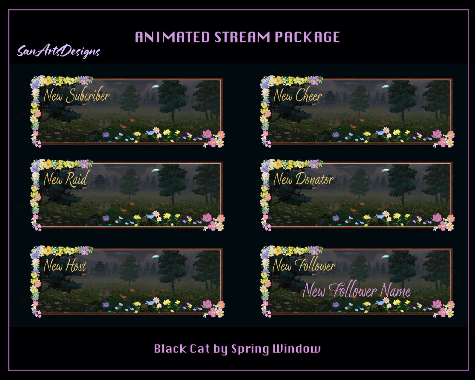 Animated Stream Overlay Layouts Black Cat by the SPRING Window ...