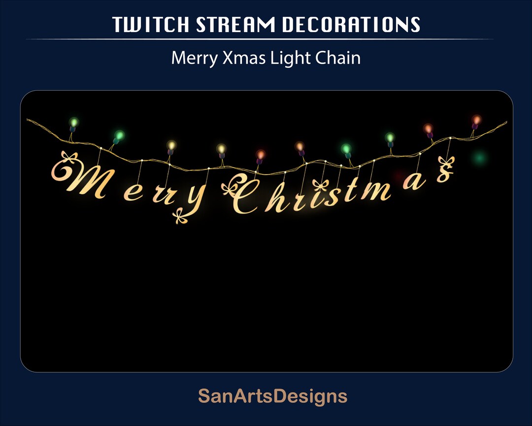Merry Christmas Light Chain Animated Stream Decorations, Xmas Flash ...