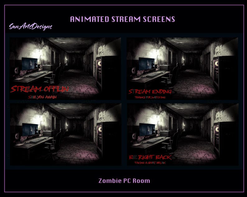 Animated Stream Overlay Zombie PC Room, Animated Twitch Overlay Zombie ...