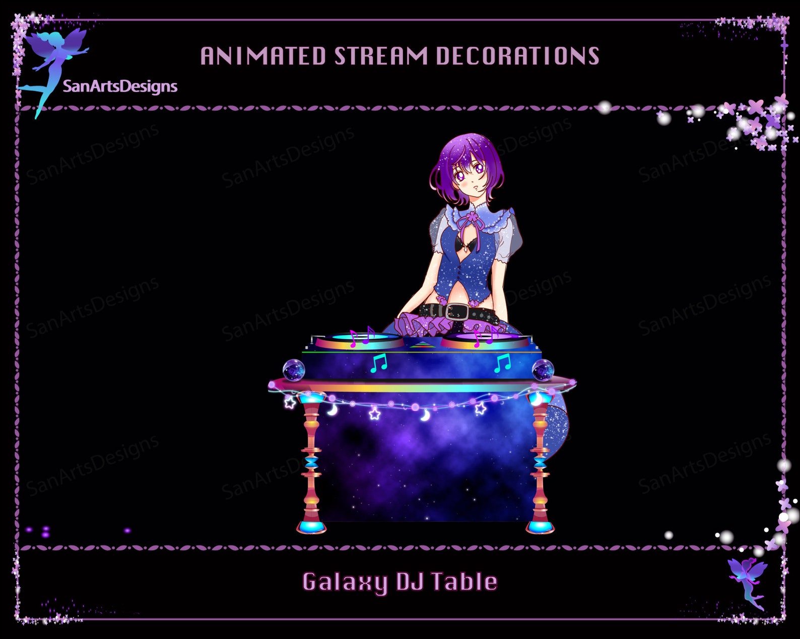 Galaxy DJ Table Animated Stream Decorations, Animated Vtuber Model ...