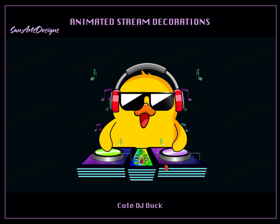 Cool DJ Duck Animated Stream Decoration, Animated Stream Assets Galaxy ...