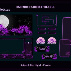 Animated Stream Package Purple Spider Lily Garden, Animated Twitch ...