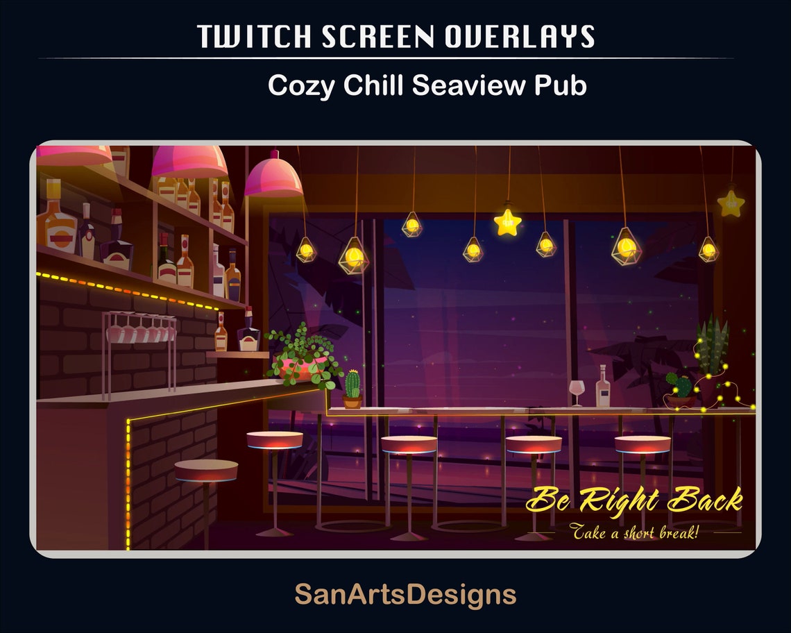 Animated Twitch Overlays Cozy Chill Pub, Warm Bar Animated Stream ...