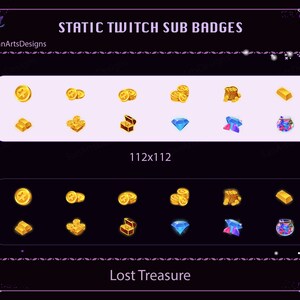 Lost Treasure Twitch Sub Badges, Gold Coin Stream Sub Badges, Diamond ...