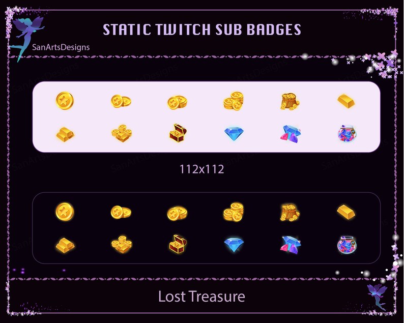 Lost Treasure Twitch Sub Badges Gold Coin Stream Sub Badges - Etsy