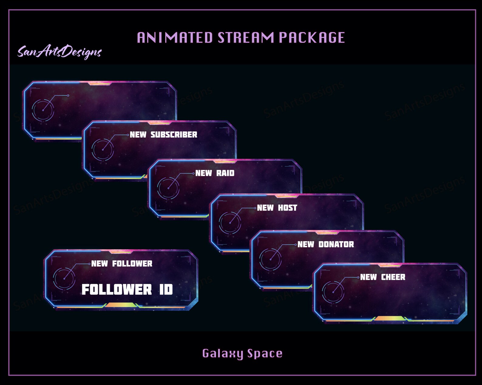 Animated Galaxy Space Stream Overlay Bundle, Galaxy Space Twitch ...