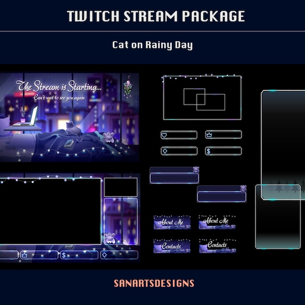 Rain Twitch Overlay - Etsy