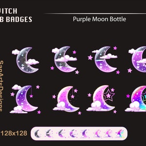 Purple Moon Bottle Twitch Sub Badges Purple Moon Stream Sub - Etsy