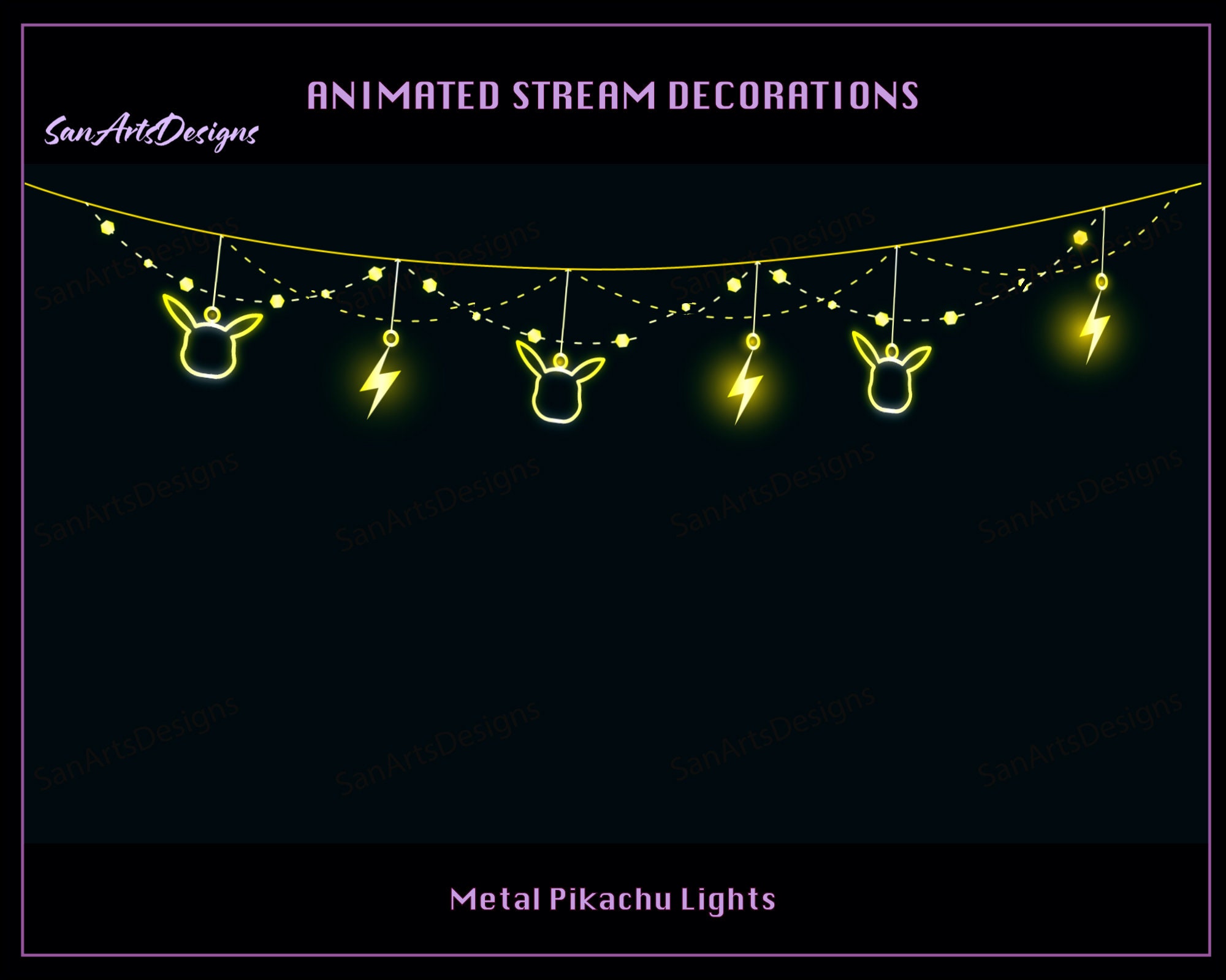 Cute Metal Pikachu Light Chains Animated Stream Decorations, Pokemon ...