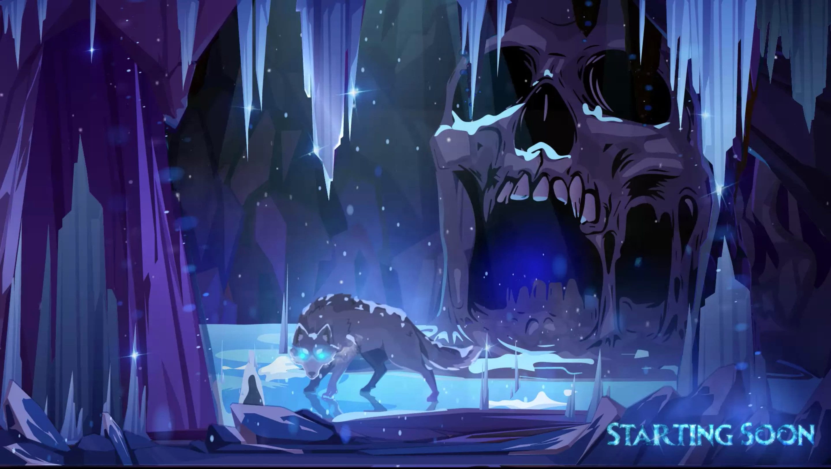 Animated Scenes Ice Wolf in Frozen Skull Cave, Animated Twitch Overlays ...