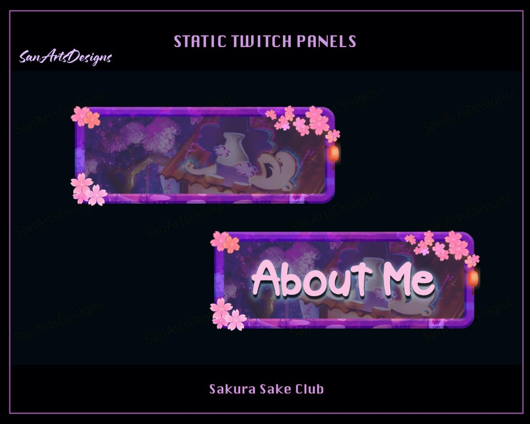 Sakura Sake Club Static Twitch Panels, Sakura Pub Twitch Panels for Streamers, OBS, Vtubers ...