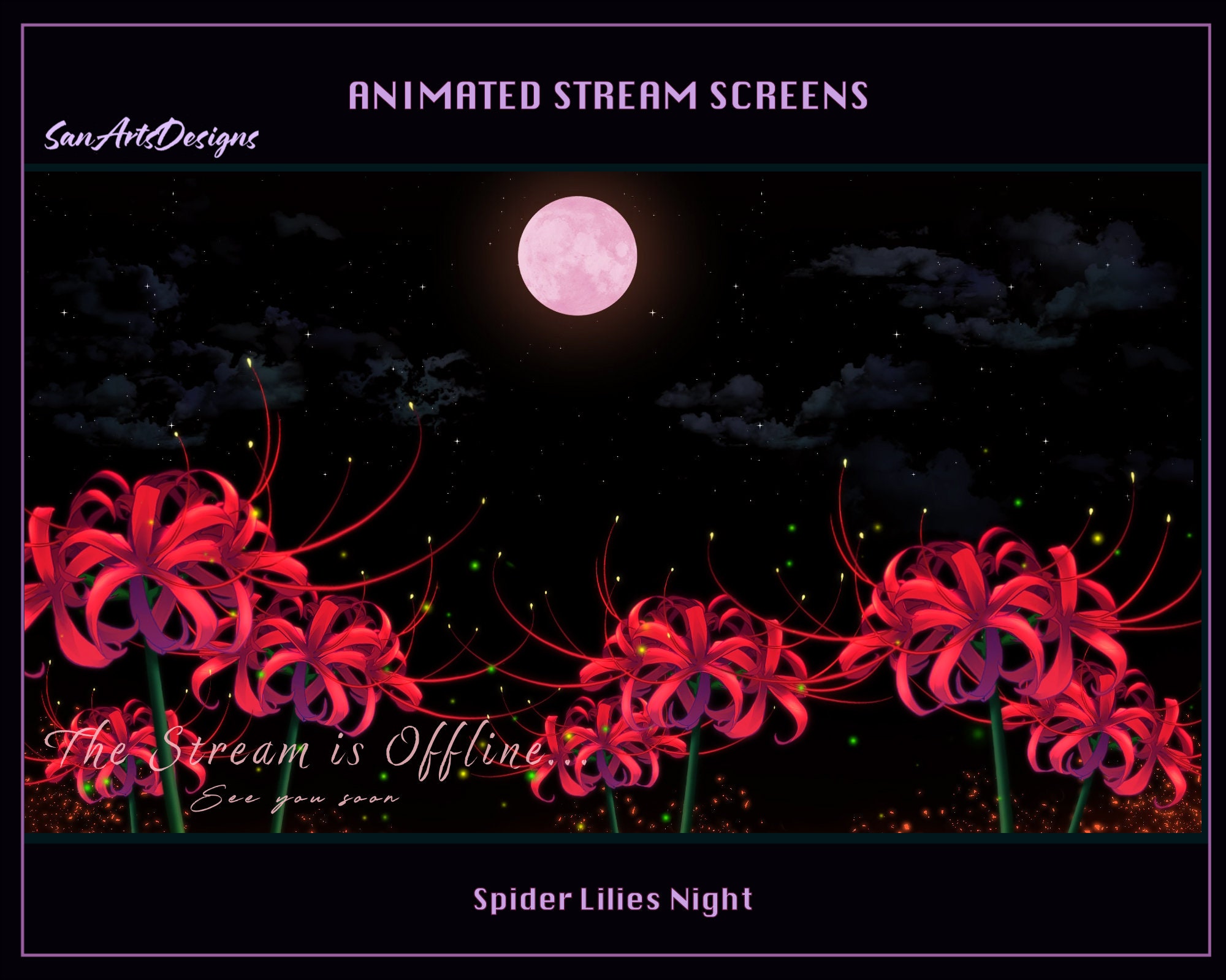 Animated Stream Overlay Spider Lily Garden, Animated Twitch Overlays ...